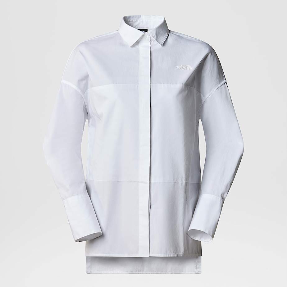 White High Low Shirt Nubia Button Down Stretch Shirt W/ High Low Hem